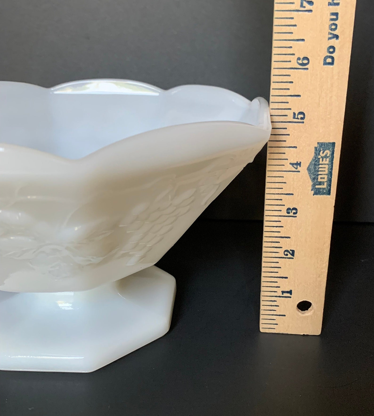 Anchor Hocking Milk Glass Panel Pedestal Bowl With Grapes and Vines ...