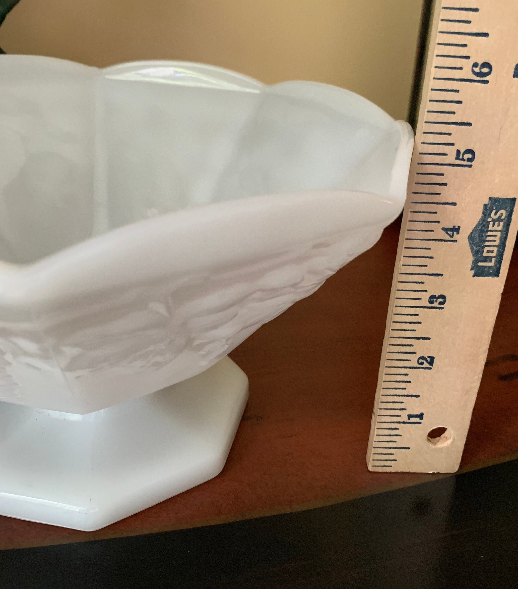 Anchor Hocking Milk Glass Panel Pedestal Bowl With Grapes and - Etsy