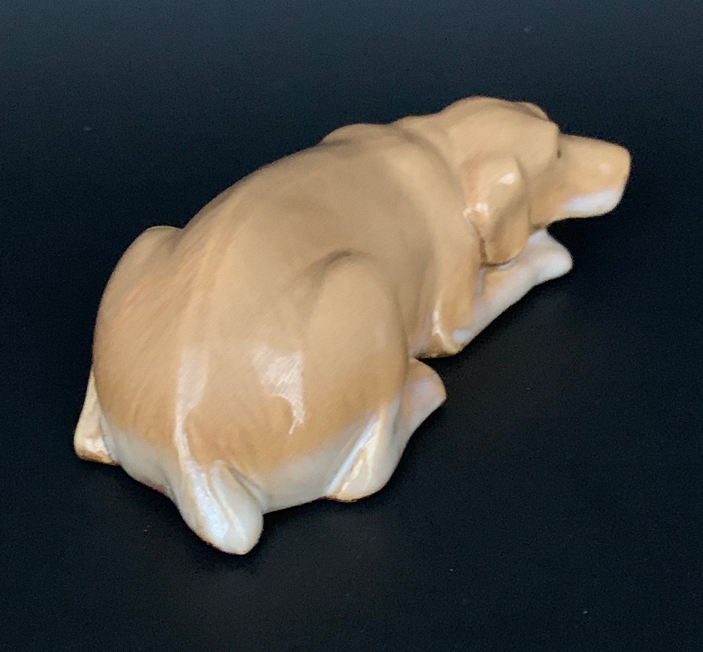Ceramic Golden Retriever Figurine Tan/gold Glazed Dog Lying - Etsy
