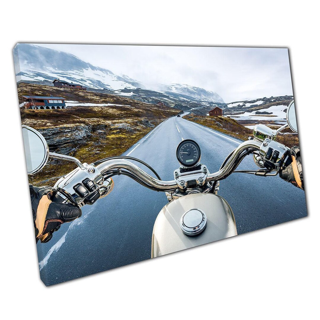 Immersive Norwegian Motorcycle Journey Canvas Print: First-person ...