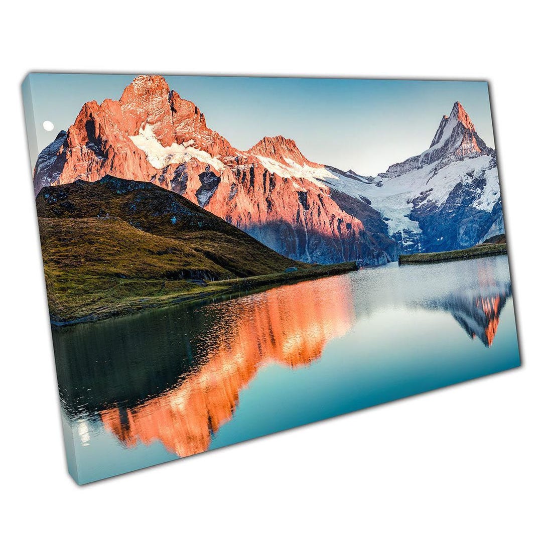 Serene Bachalpsee Lake Swiss Alps Autumn Landscape Print - Clear Sky ...