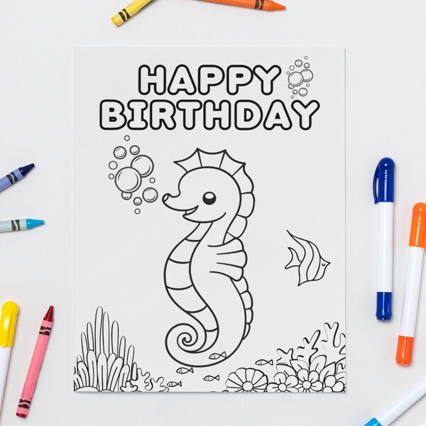Seahorse Card - Etsy