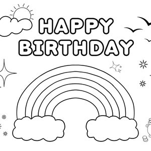 RAINBOW Coloring Birthday Card - *PDF & PNG*- Printable - Digital ...