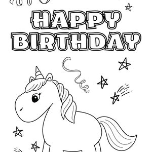 UNICORN Coloring Birthday Card - *PDF & PNG*- Printable - Digital ...