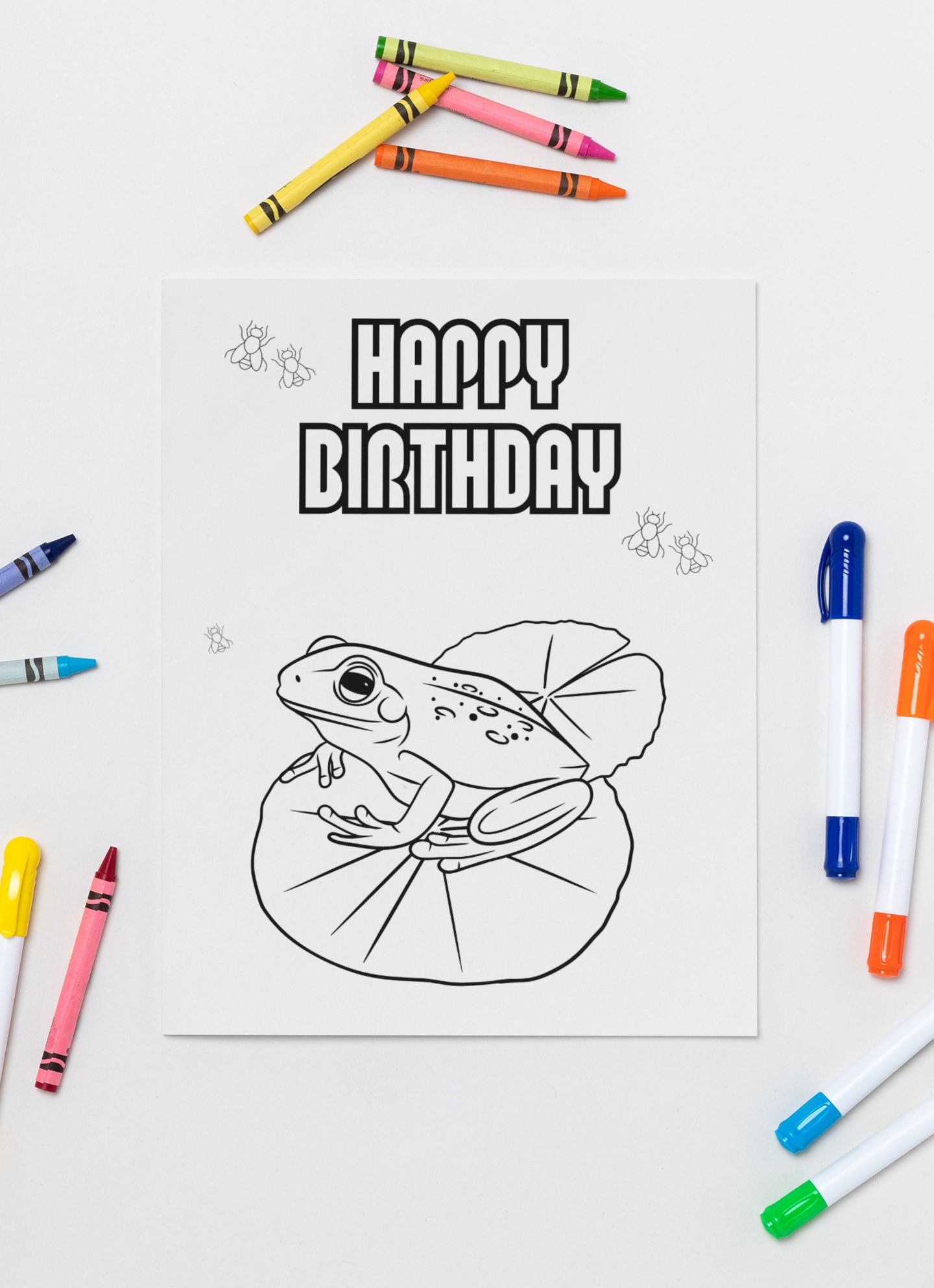 FROG Coloring Birthday Card - *PDF & PNG*- Printable - Digital Birthday ...