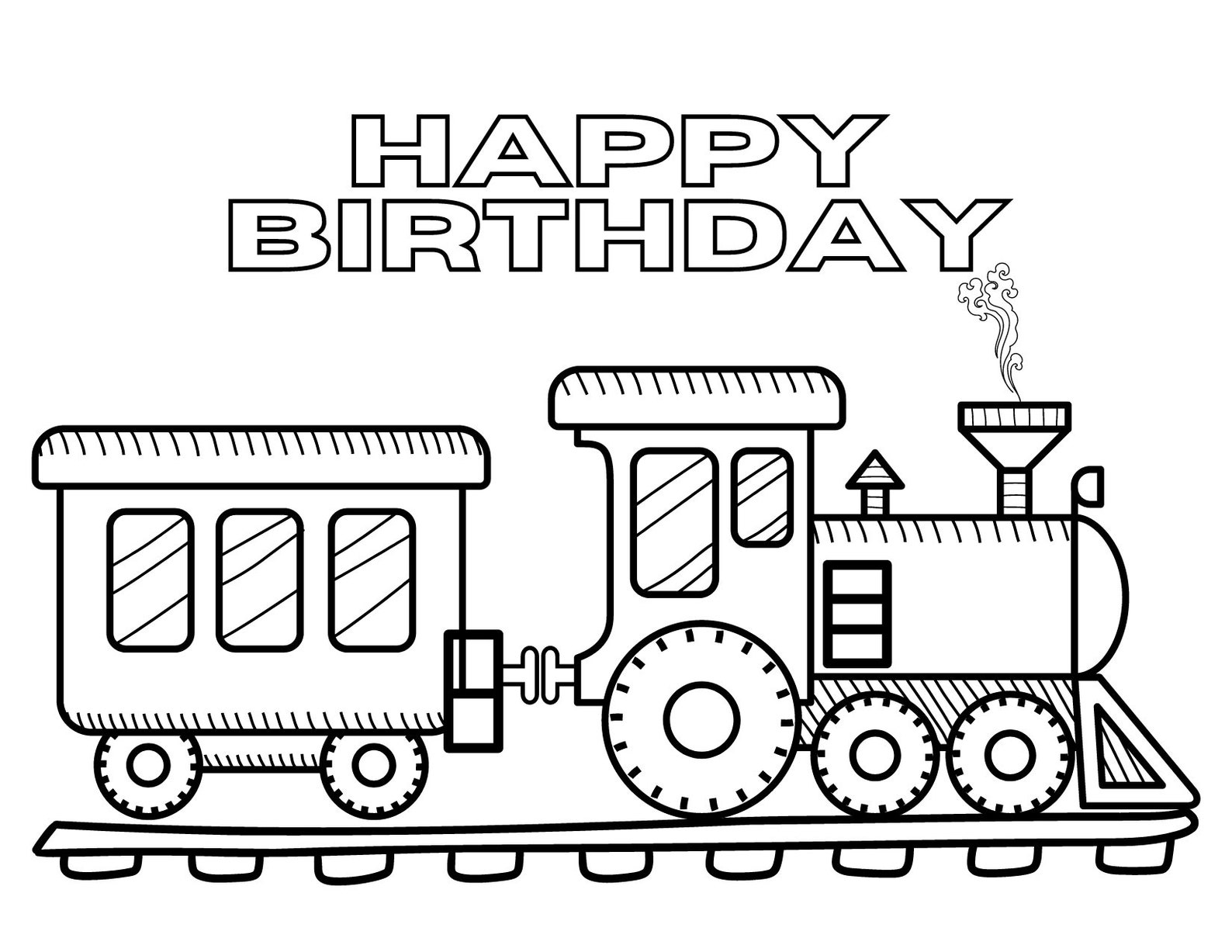 TRAIN Coloring Birthday Card - *PDF & PNG*- Printable - Digital ...