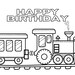 TRAIN Coloring Birthday Card PDF & PNG Printable Digital Birthday Card ...