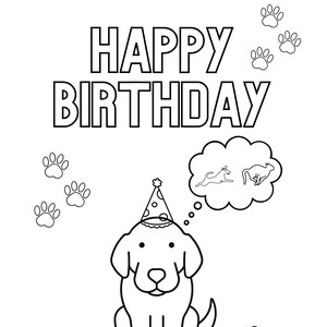 DOG Coloring Birthday Card - *PDF & PNG*- Printable - Digital Birthday ...