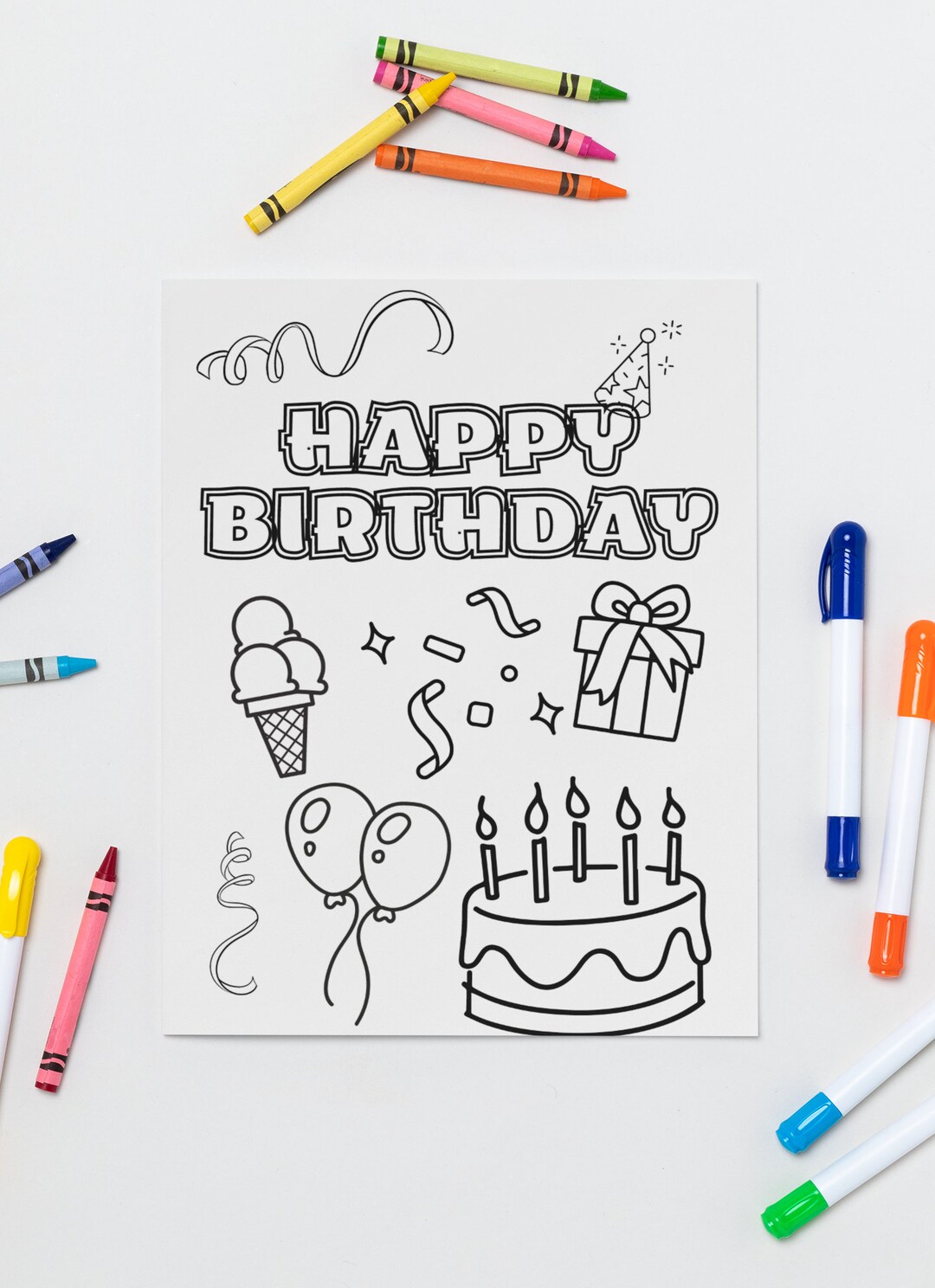 CELEBRATION Coloring Birthday Card - *PDF & PNG*- Printable - Digital ...