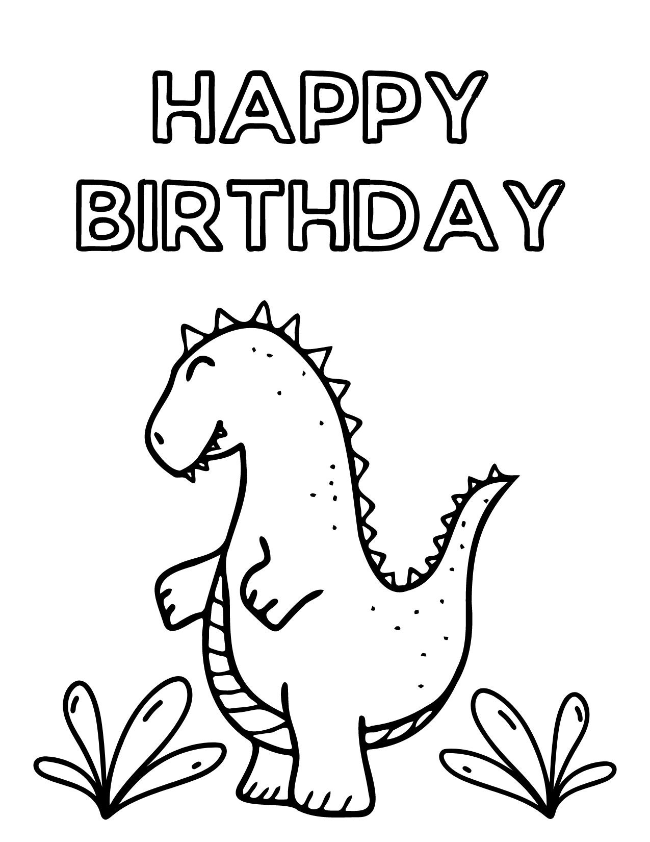 DINOSAUR Coloring Birthday Card - *PDF & PNG*- Printable - Digital ...