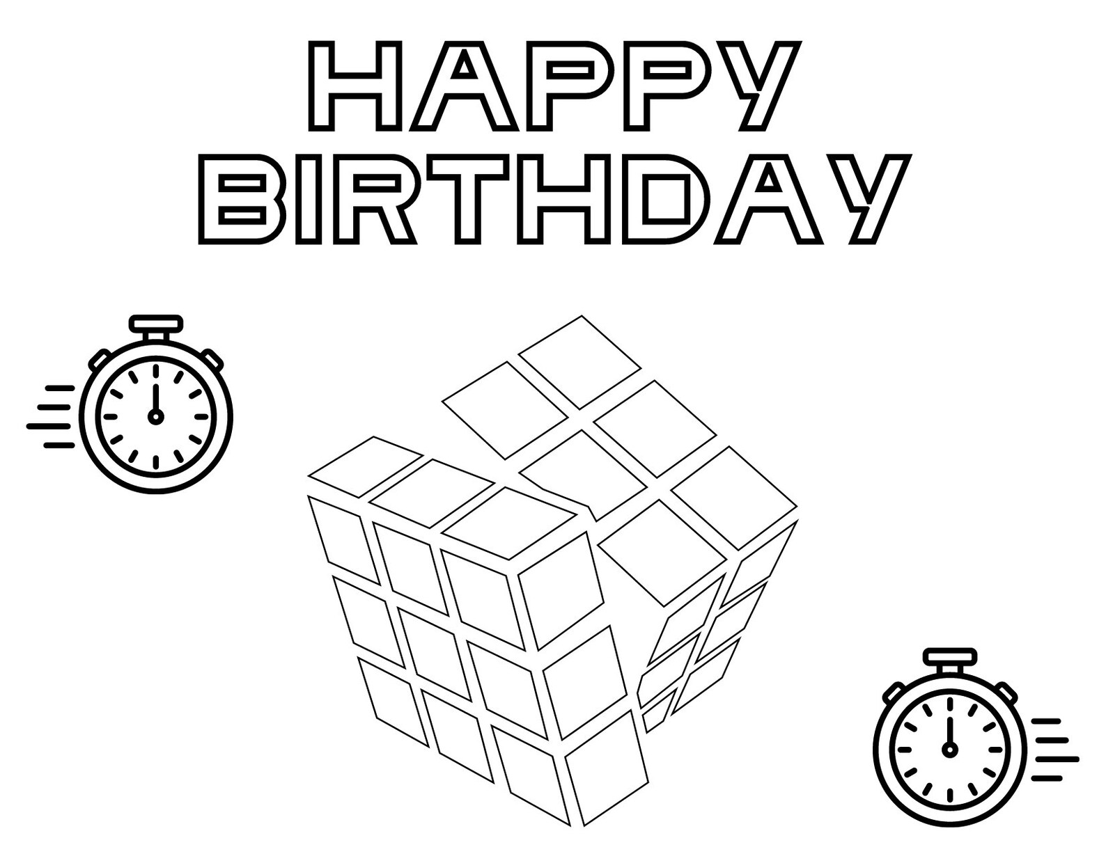 SPEED CUBE Coloring Birthday Card - *PDF_PNG*- Printable - Digital ...