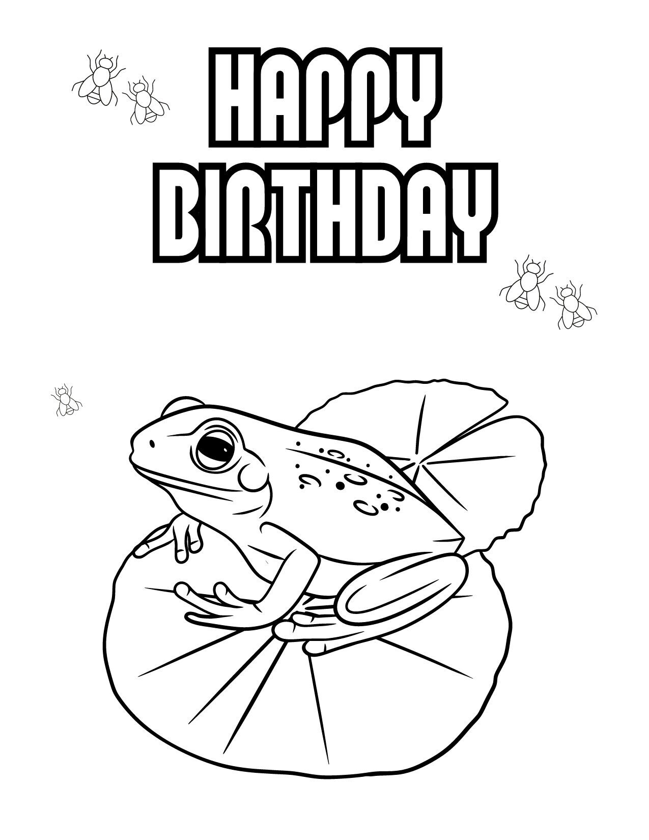 FROG Coloring Birthday Card - *PDF & PNG*- Printable - Digital Birthday ...