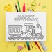 TRAIN Coloring Birthday Card PDF & PNG Printable Digital Birthday Card ...