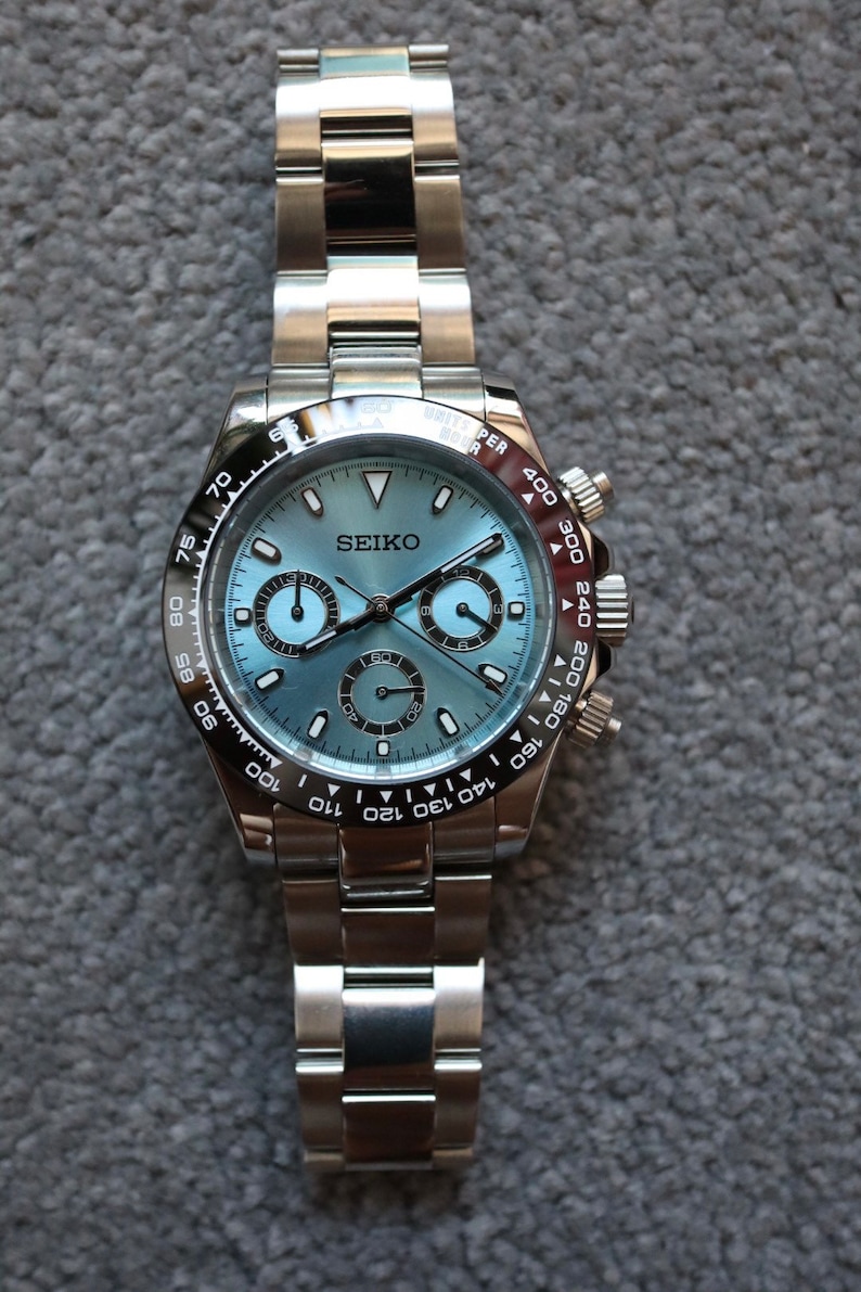 Seiko Platinum Daytona Mod VK63 Seiko Movement Ice Blue - Etsy Australia