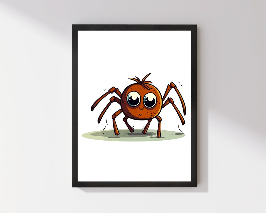 Cute Spider Art Print Cute Digital Art Poster Illustration for Him, for ...
