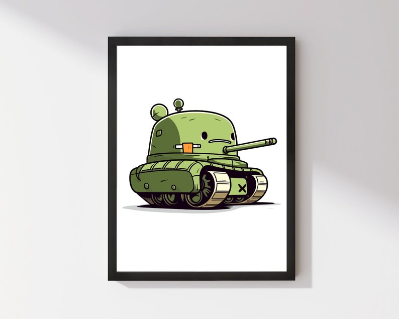 Cute Tank Art Print Cute Digital Art Poster Illustration - Etsy