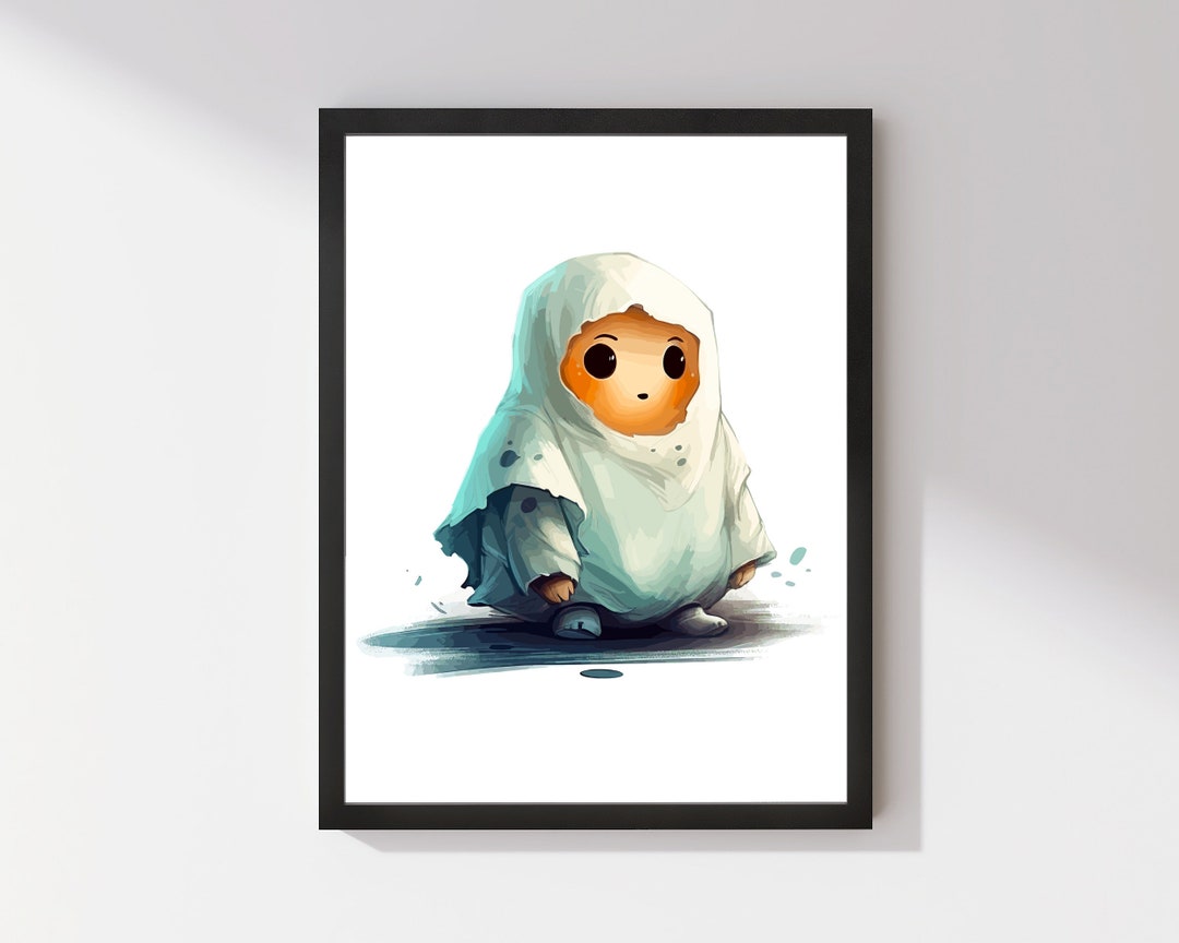 Cute Boy Ghost Art Print Cute Digital Art Poster Illustration for Him ...