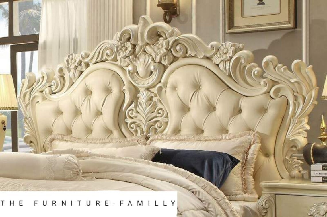 Royal Antique Curving French Bed in King Queen Full Size Throne Bed in ...
