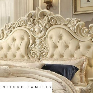 Royal Antique Curving French Bed in King Queen Full Size Throne Bed in ...