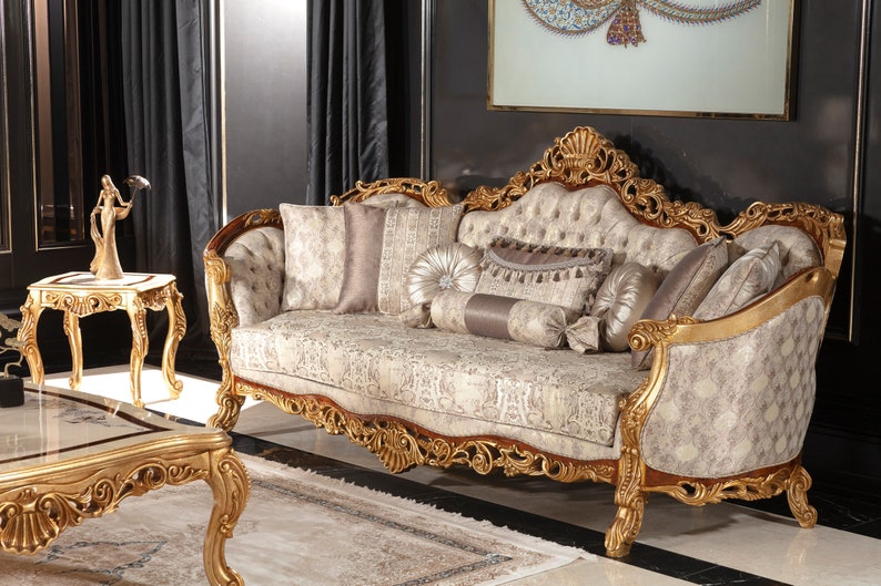French King Louis XVI Luxury Royal Sofa Set Furniture 2 X 3 Seater Sofa ...