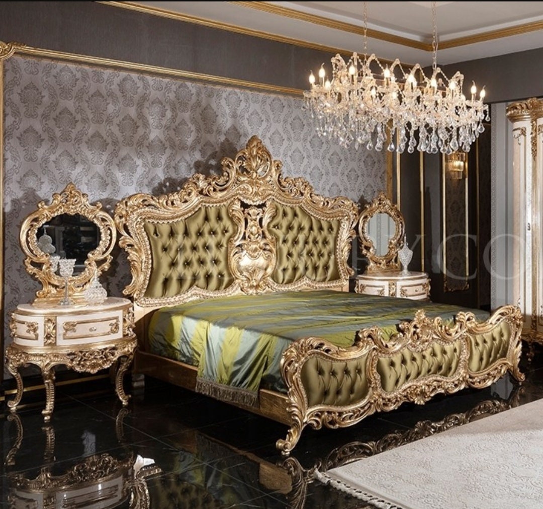 Customize Hand Painted French Rococo Gold Gilded Style Bed Room Set ...