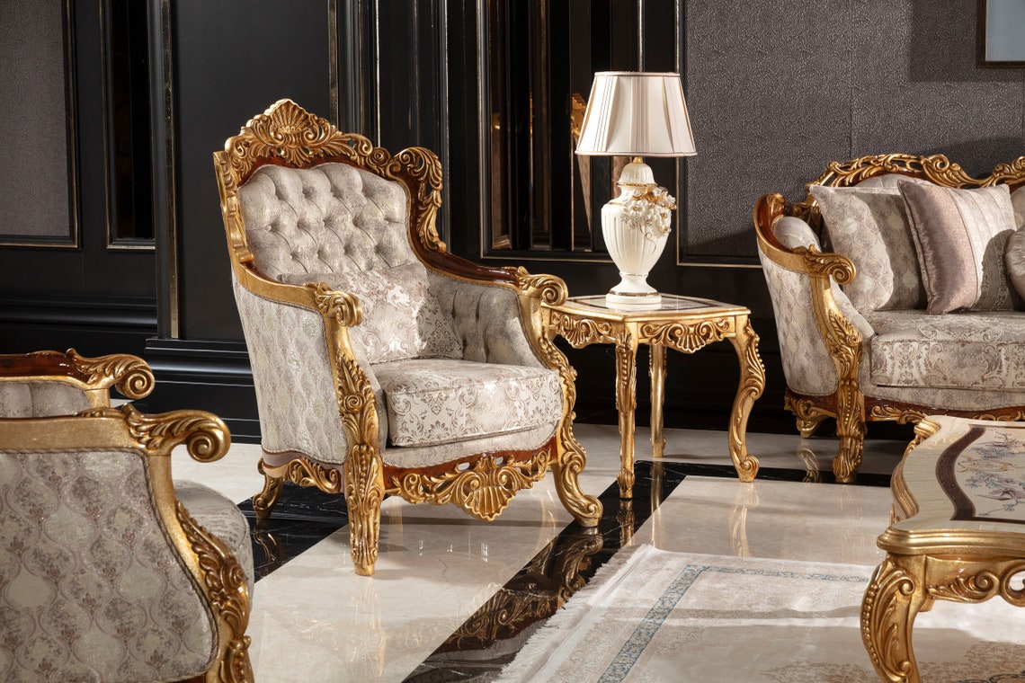 French King Louis XVI Luxury Royal Sofa Set Furniture 2 X 3 Seater Sofa ...