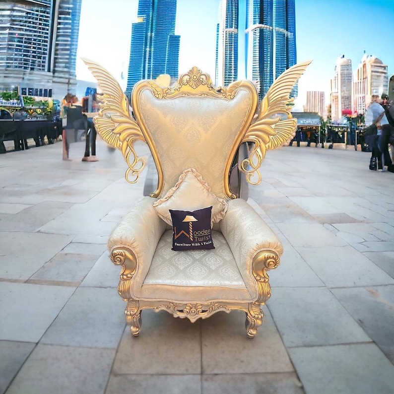 Luxurious High Back Throne Chair With Special Wings Wing - Etsy