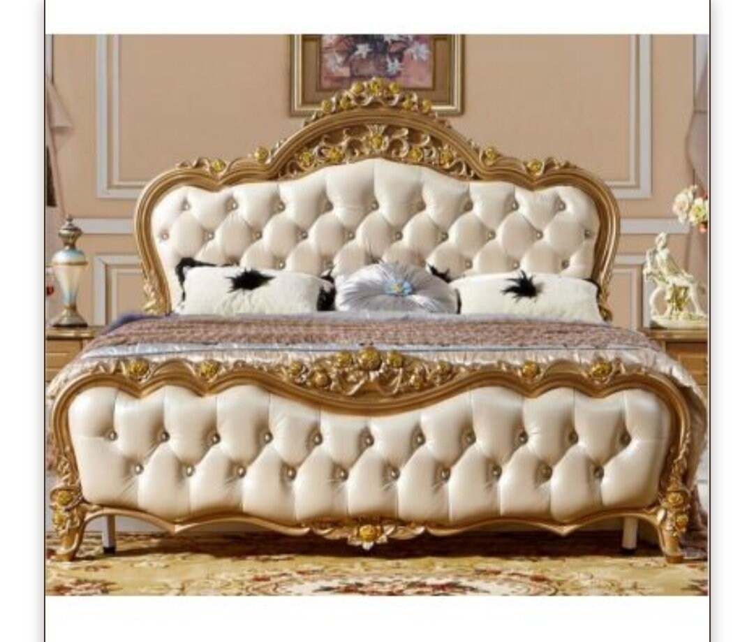 Victorian Tufted Bed Frame: Louis XVI Gold Leaf Antique Style - Etsy