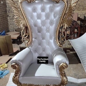 Luxurious High Back Throne Chair With Special Wings, Wing Chair, Crown ...