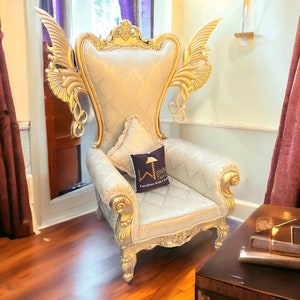 Luxurious High Back Throne Chair With Special Wings Wing - Etsy