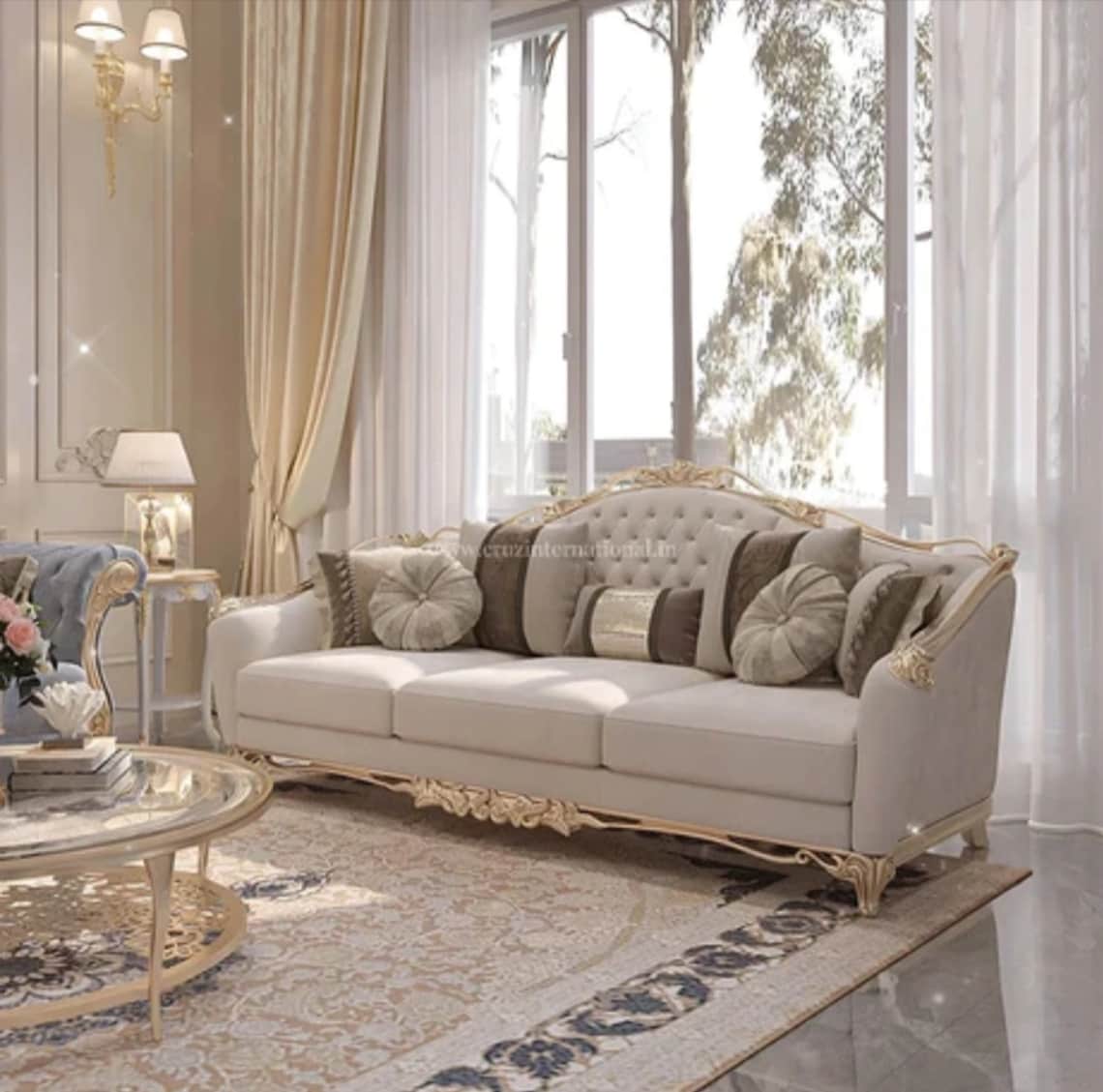 French King Louis XVI Luxury Royal Sofa Set Furniture (3x1 Seater Sofa + 2x1 Seater Sofa Chairs ...