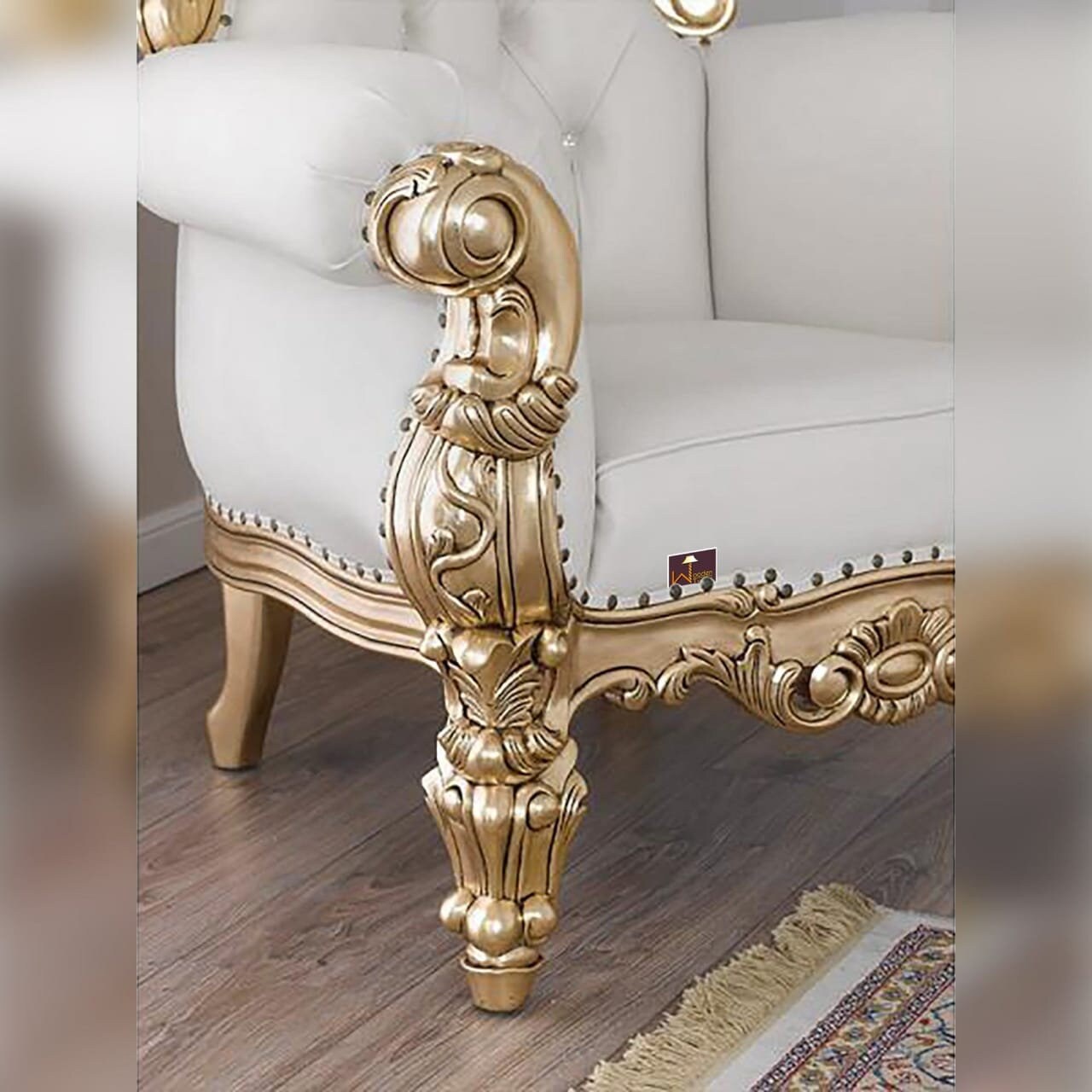 Luxurious Teak Wood High Back Throne Gold Leaf & Buttons Chair A-2 - Etsy