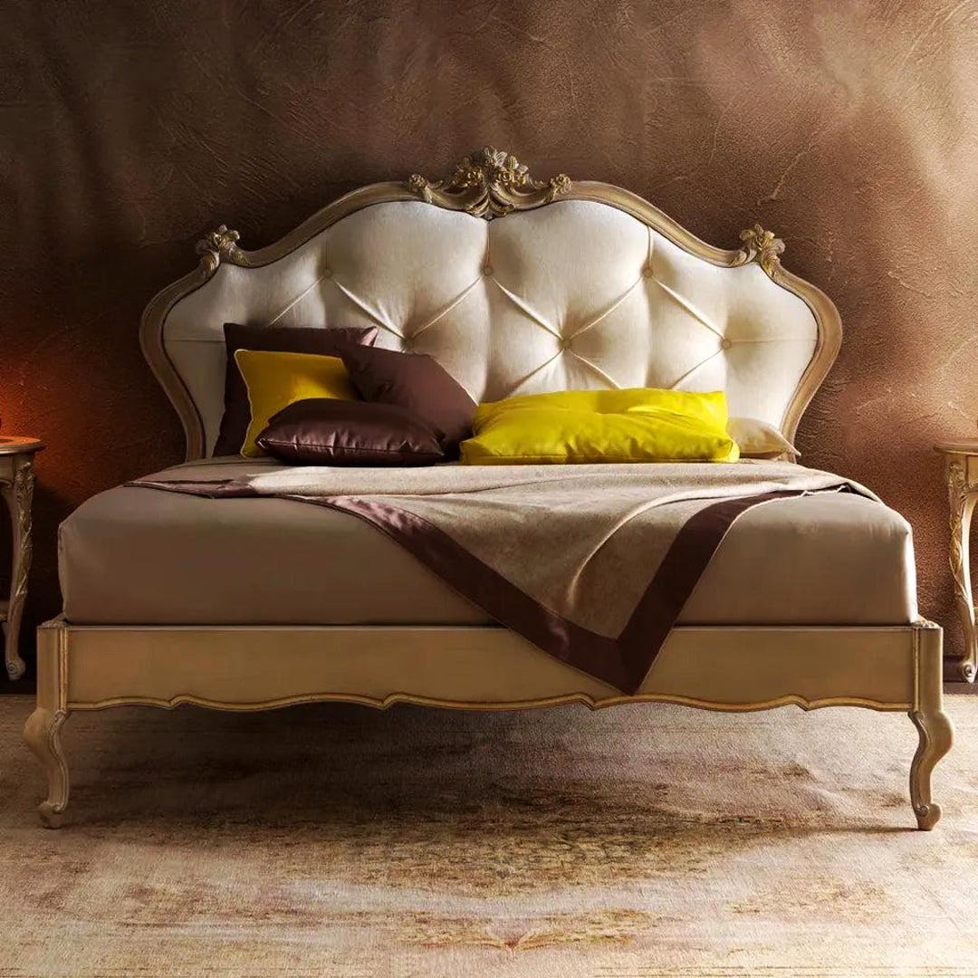 French King Louis XVI Bed: White Tufted Rococo Style - Etsy