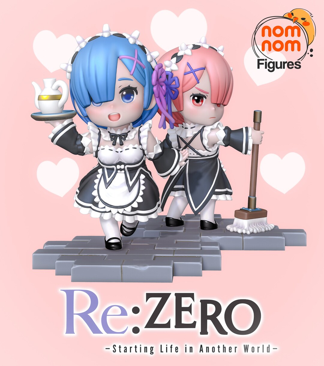 Chibi Ram and Rem Fan Made 3D Printed Statue by Nomnom Figures - Etsy