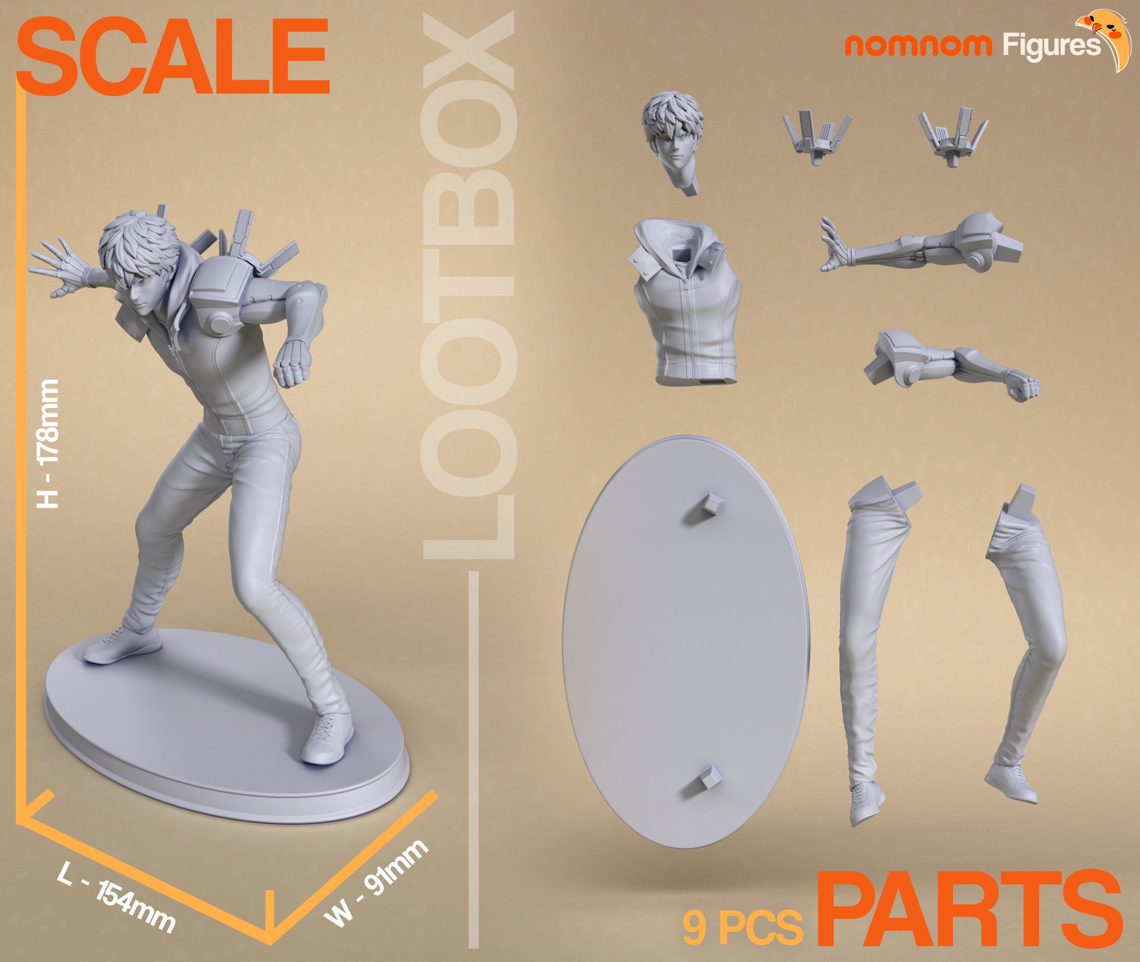 Geno One Punch Man Fan Made 3D Printed Statue by Nomnom Figures - Etsy
