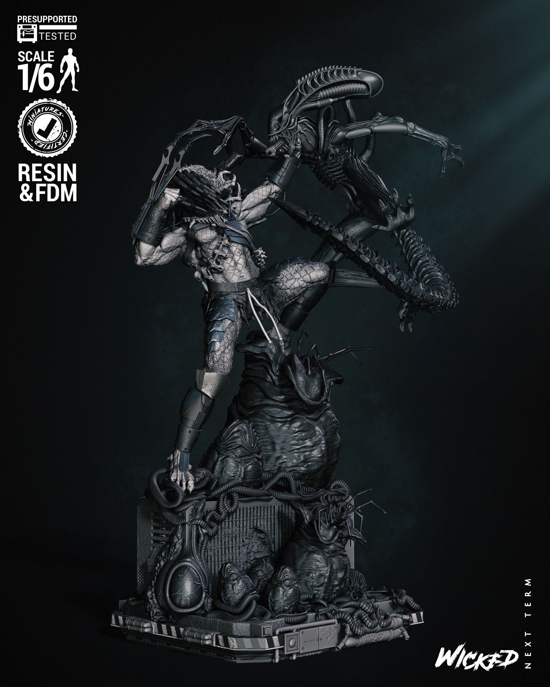 Alien Vs Predator Fan Made 3D Printed Statue/figurine by Wicked3d ...
