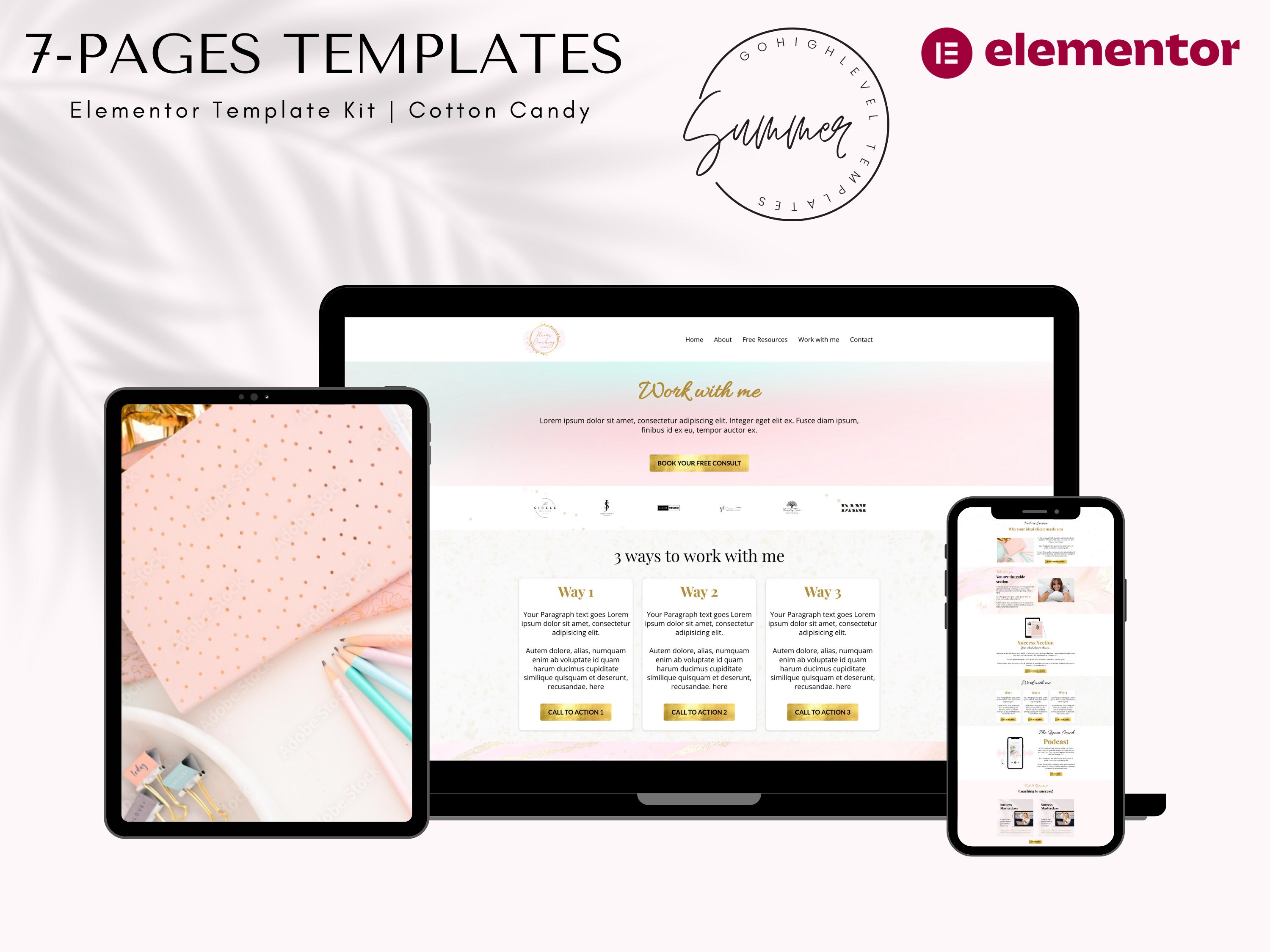 Elementor Pro Template Kit Website - Feminine Coaching Website - Cotton ...