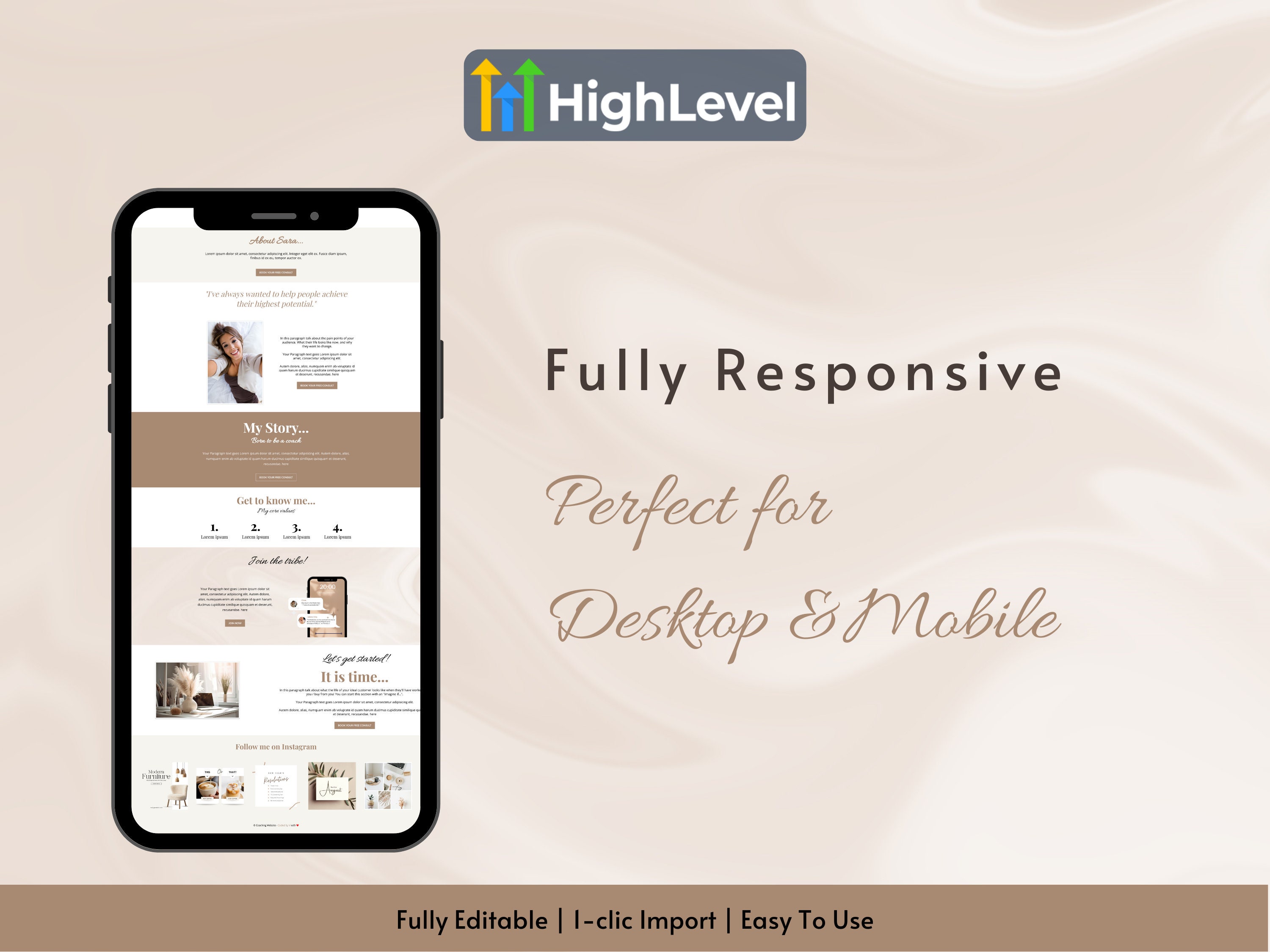 Gohighlevel Website Template - Neutral Beige - for Coaches, Business ...
