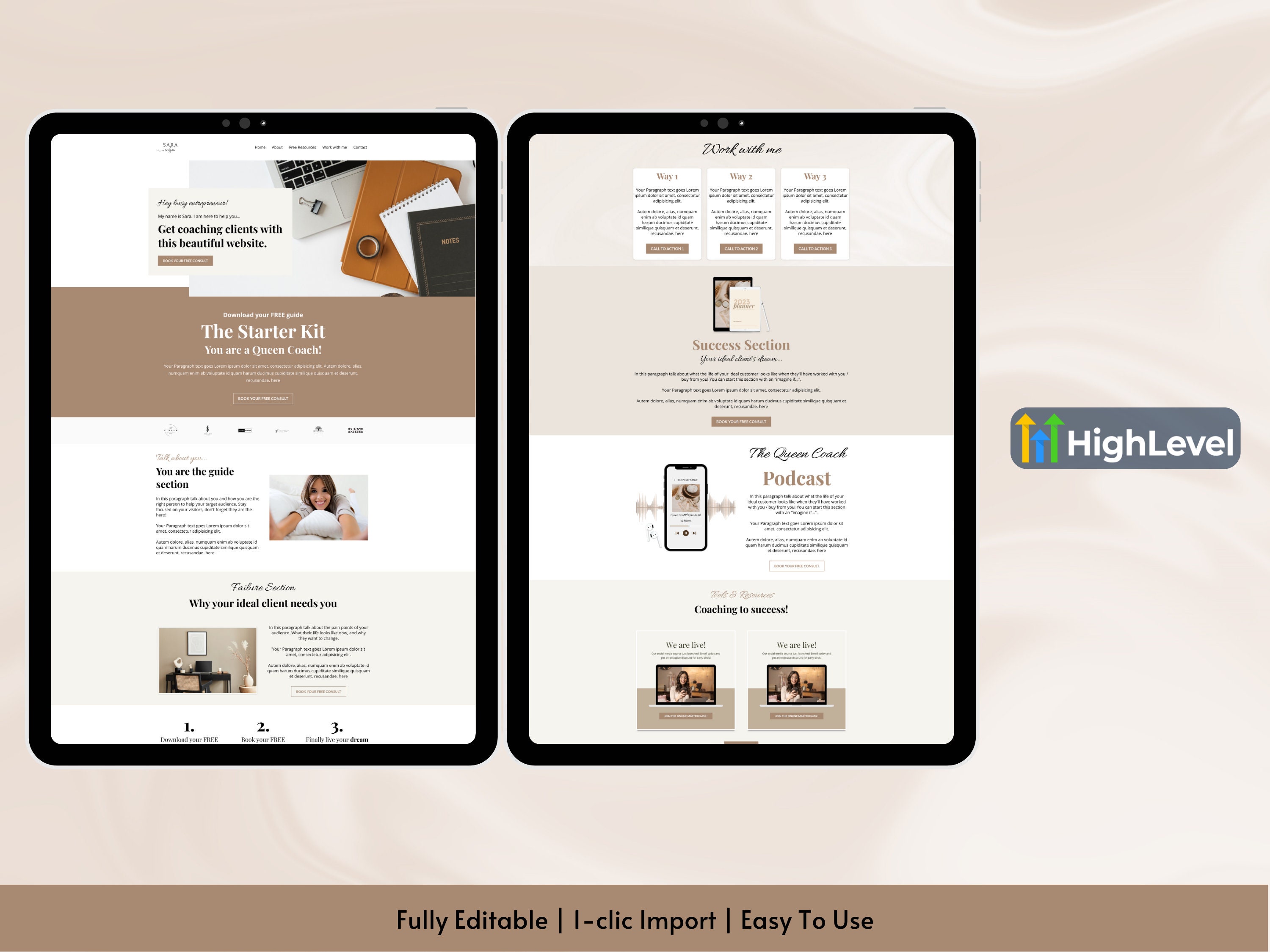 Gohighlevel Website Template - Neutral Beige - for Coaches, Business ...