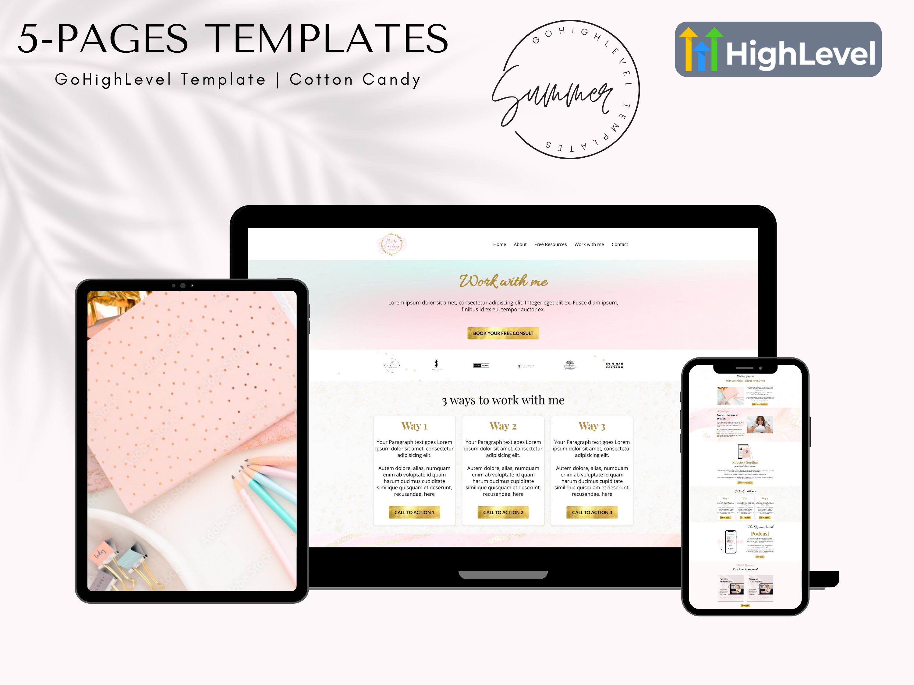 Gohighlevel Website Template Kit, Professional Feminine Chic Pink ...
