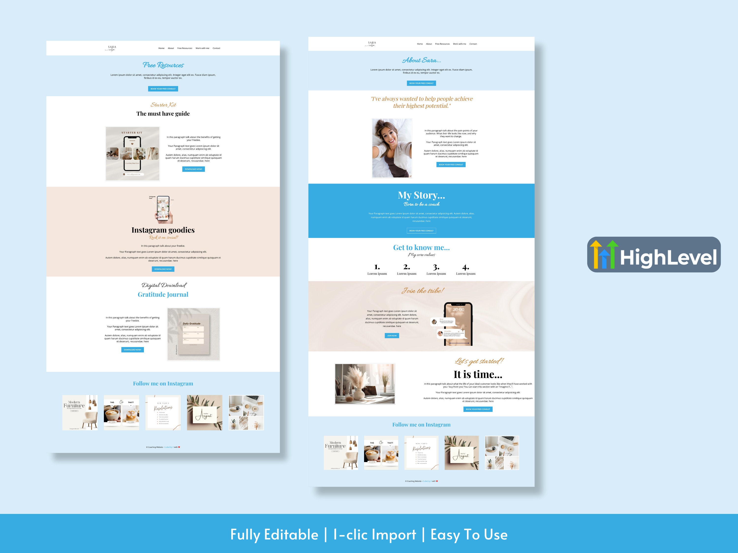 Gohighlevel Website Template Light Blue for Coaches, Business Owners ...