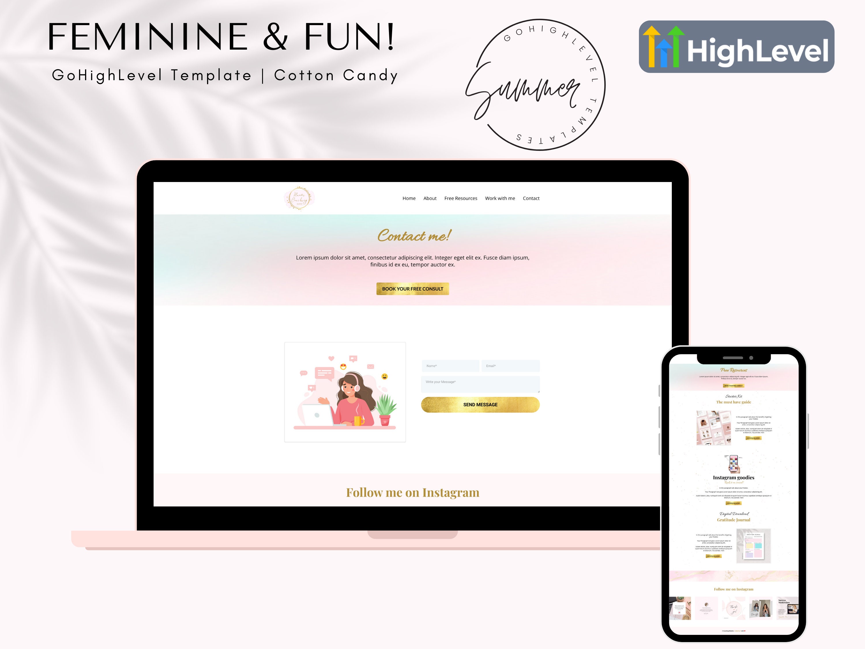Gohighlevel Website Template Kit, Professional Feminine Chic Pink ...