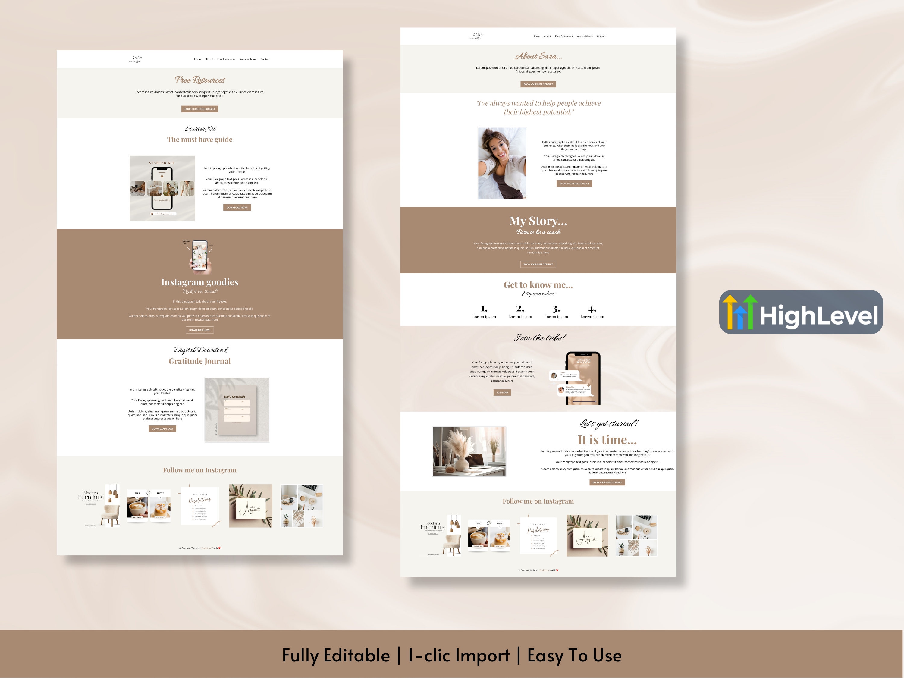 Gohighlevel Website Template - Neutral Beige - for Coaches, Business ...