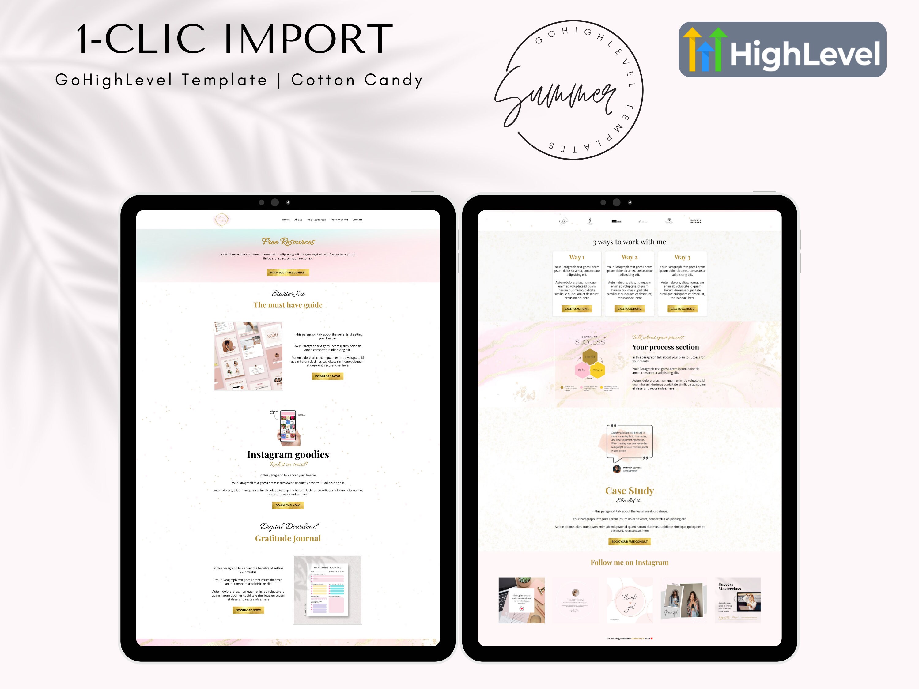 Gohighlevel Website Template Kit, Professional Feminine Chic Pink ...