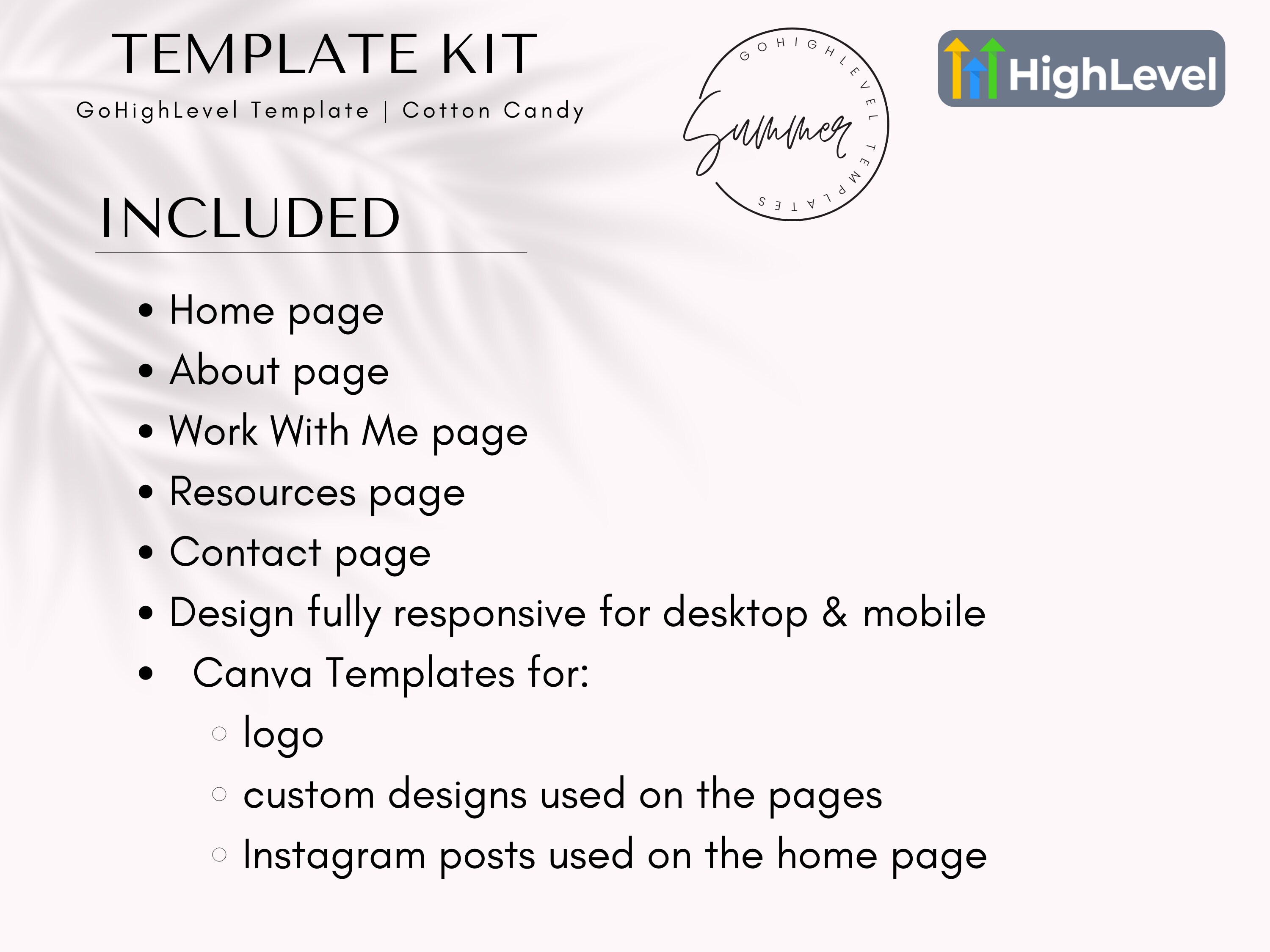 Gohighlevel Website Template Kit, Professional Feminine Chic Pink ...