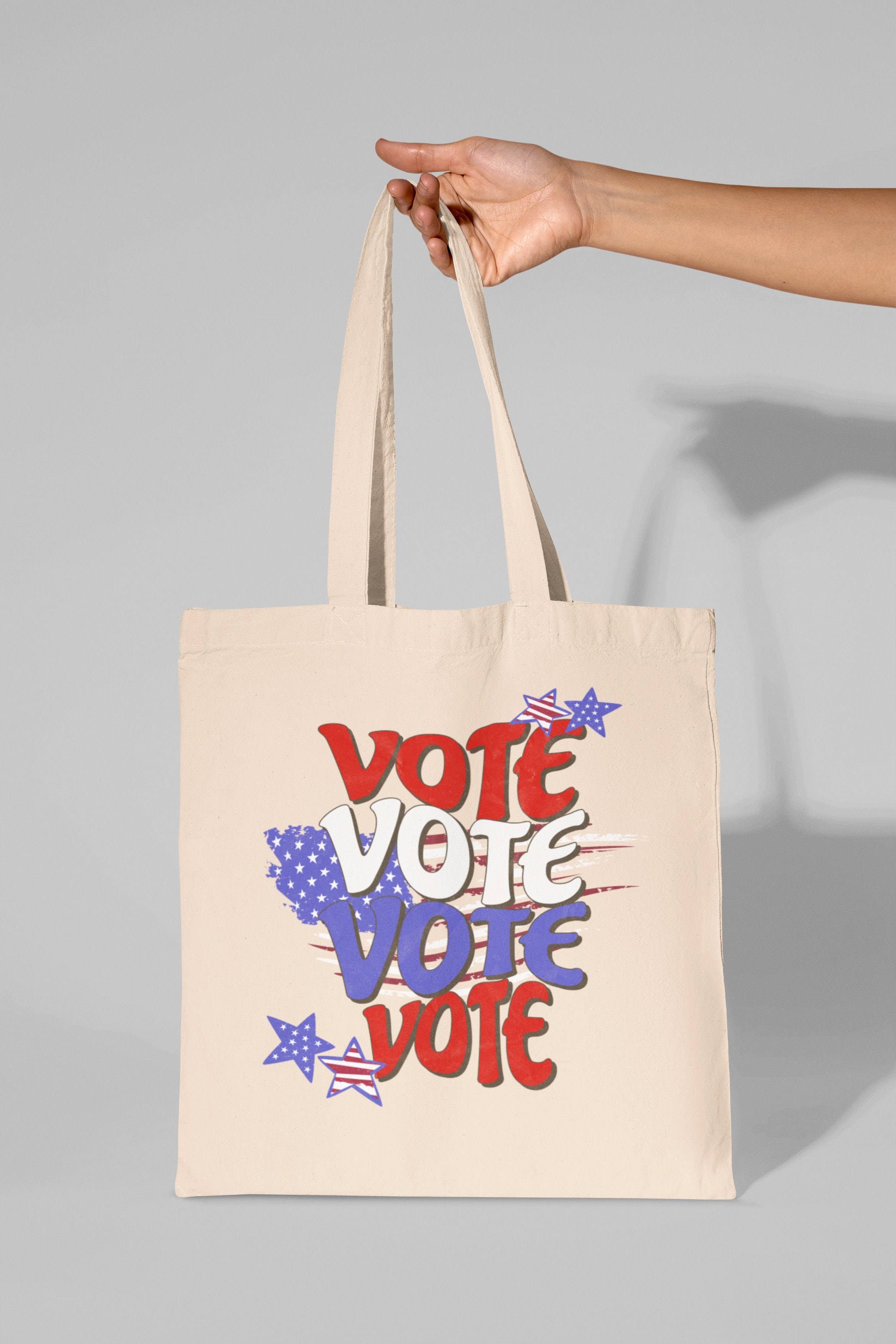 Vote Canvas Tote Bag, Election 2024, Save Democracy, Red White Blue ...