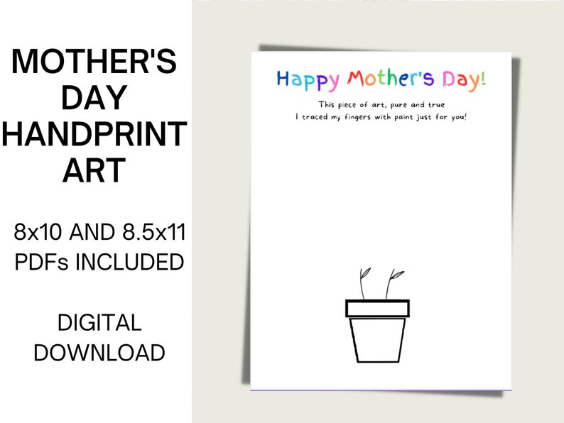 Mothers Day Handprint Art, Printable PDF, Mother's Day Handprint Craft ...