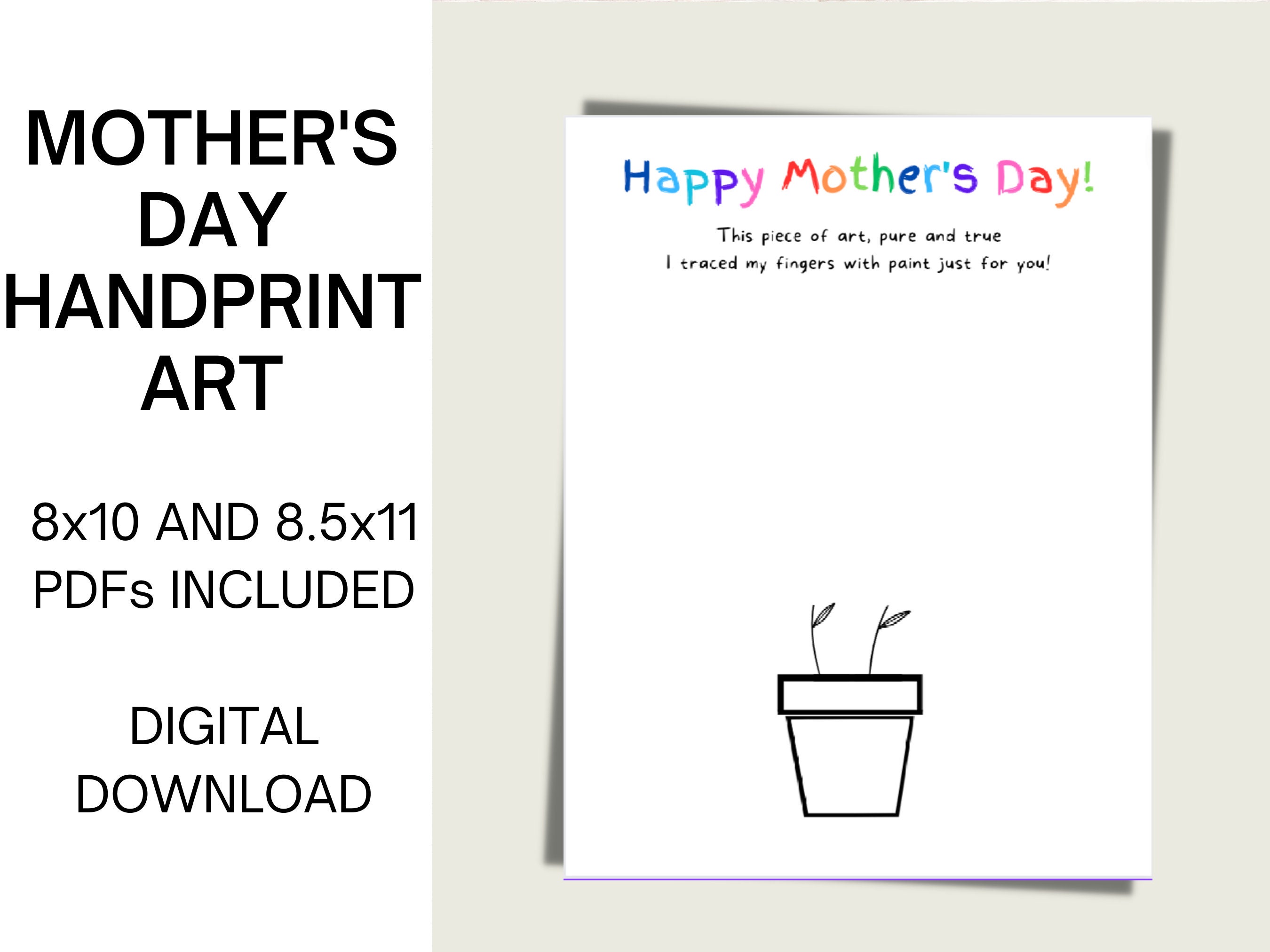 Mothers Day Handprint Art, Printable PDF, Mother's Day Handprint Craft ...