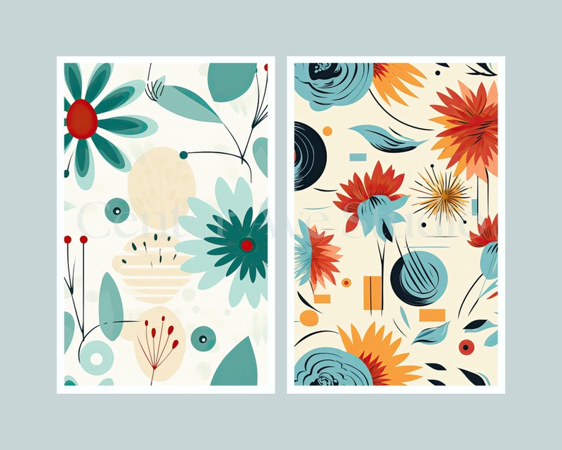 8 Fun Mid Century Modern Seamless Patterns, MCM Seamless Patterns ...