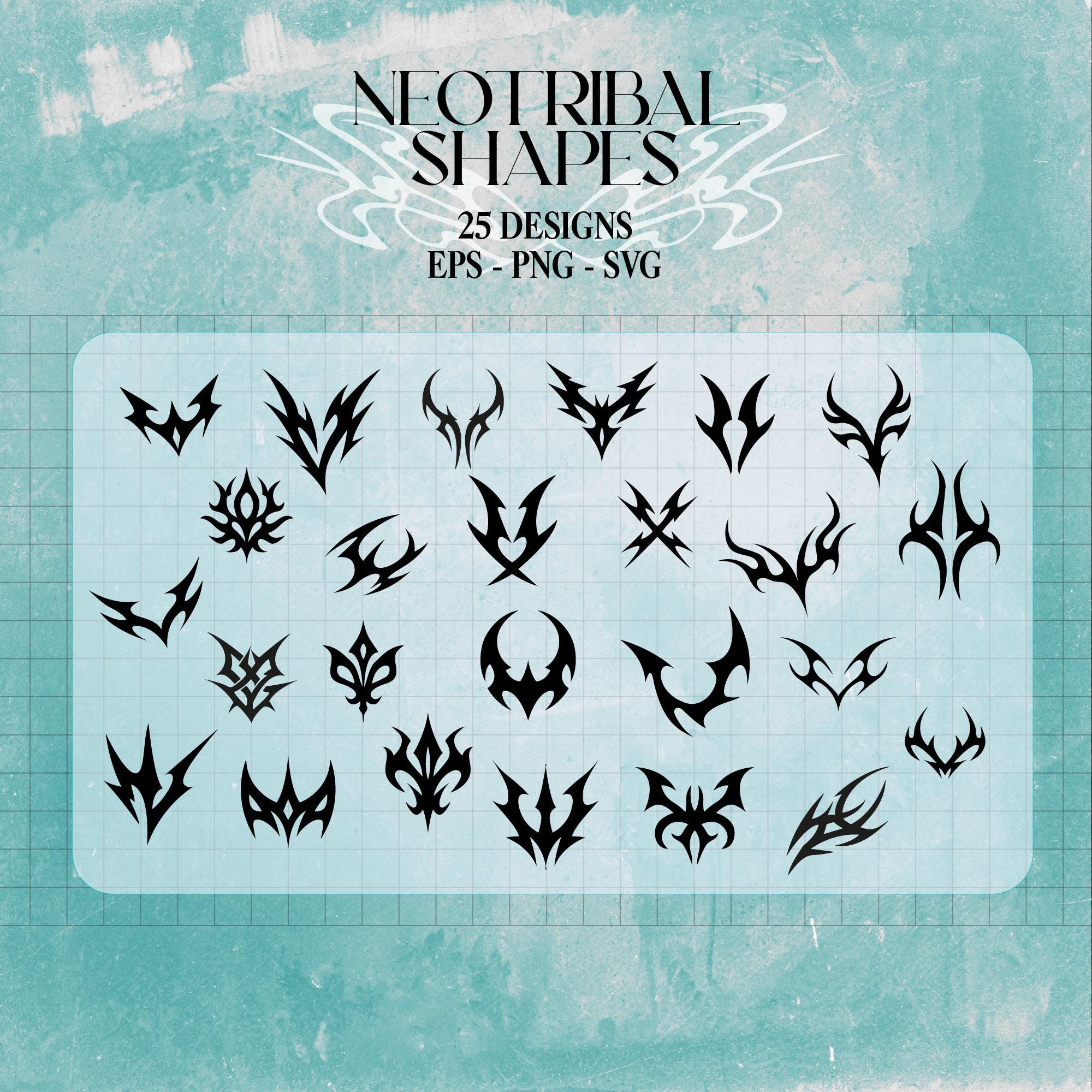Neo Tribal SVG Bundle | Cybersigilism Y2K Tattoo Brand Designer Designs ...